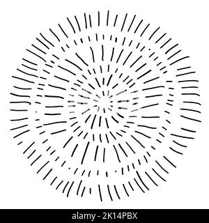 Short dashes coming from center in different directions, forming circle ...