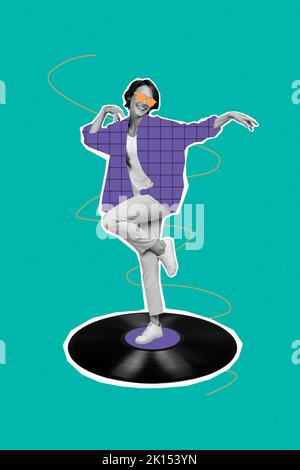 Vertical collage image of excited girl sleepwear hands hold big giftbox ...