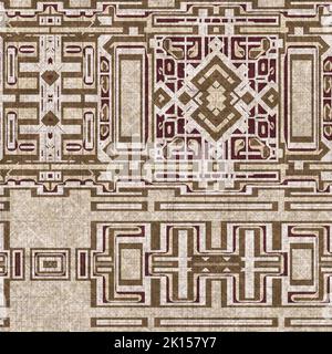 Sepia brown geometric canvas effect seamless texture. Material geo ...