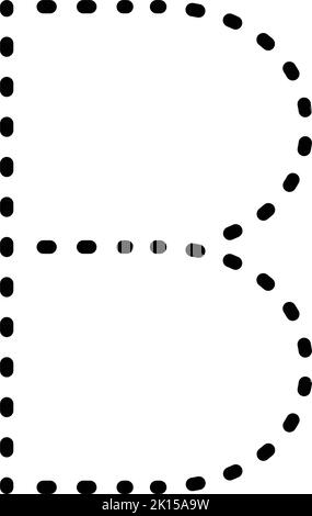 Tracing Alphabet letter B activity prewriting dotted line element for kindergarten, preschool ...