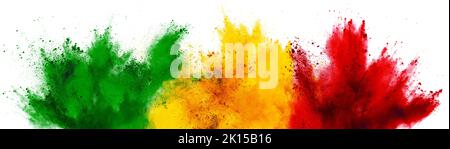 colorful ghanaian or senegalese flag green red yellow color holi paint ...