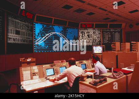 A look at NASA's mission control room at the Johnson Space Center, also ...