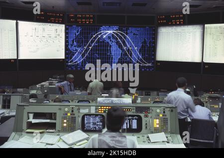 A look at NASA's mission control room at the Johnson Space Center, also ...