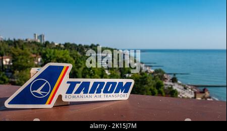August 26, Sochi, Russia. The emblem of the wide-body Airbus A380 ...