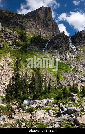 Peaks rising above the South Fork of Cascade Canyon and Cascade Canyon ...