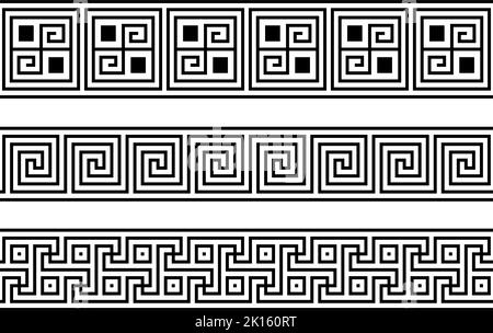 Greek key ornaments collection. Meander pattern set. Repeating ...