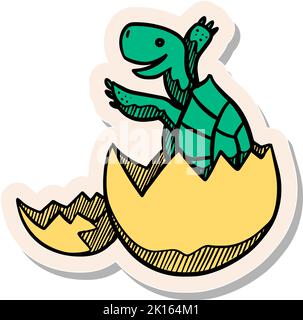 Hand drawn tortoise hatching icon in gold foil texture vector ...