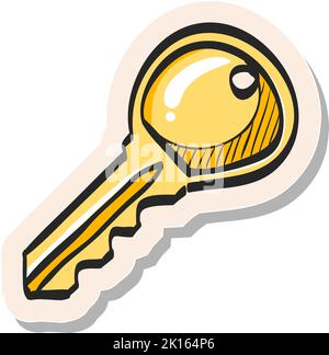 Hand drawn Key icon in sticker style vector illustration Stock Vector ...