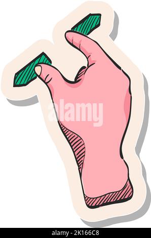 Hand drawn touchpad finger gesture icon in gold foil texture vector ...