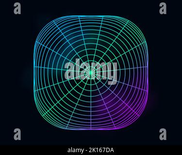 Color cyber distorted grid, retro punk design element. Wireframe wave ...