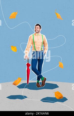 Composite collage picture of cheerful guy stand near huge globe ...