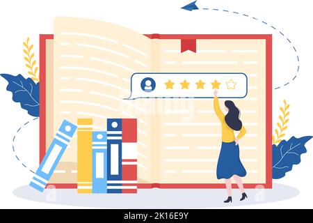 Book Review Template Hand Drawn Cartoon Flat Illustration with Reader ...
