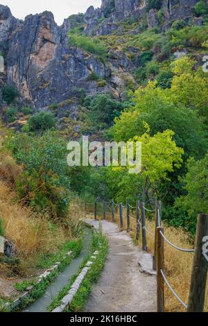 Hiking route through the Cahorros de Monachil. Grenade. Spain Stock ...