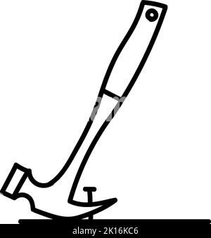 Hammer Pulling Nail Icon, Claw Hammer Pulling Nail Icon Vector Art ...