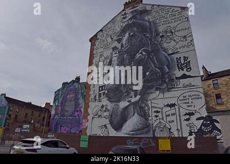 Gable end Mural depicting Lobey Dosser, from local artist Bud Neill ...