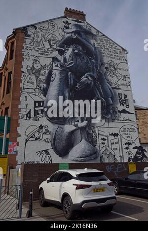 Gable end Mural depicting Lobey Dosser, from local artist Bud Neill ...