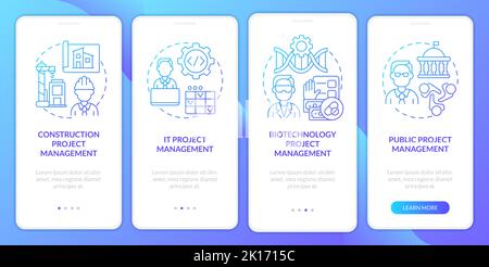 Project management types blue onboarding mobile app screen Stock Vector ...