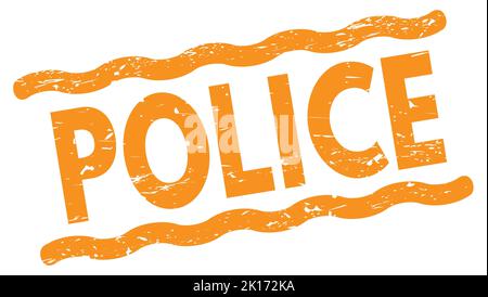 police text written on orange grungy stamp sign Stock Photo - Alamy