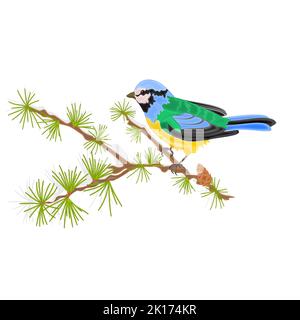 Black silhouette. Titmouse bird. Flat cartoon character design. Black ...