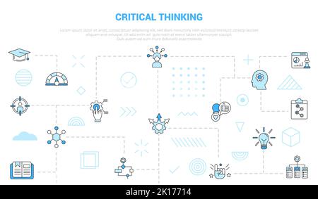 Set of icons of critical thinking process. Problem, thinking, reasoning ...