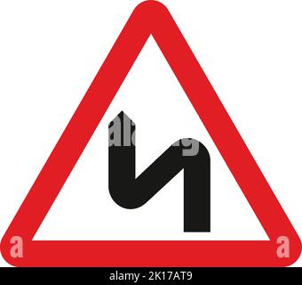 Road sign double turn, first left. Vector illustration Stock Vector ...