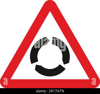 Vector graphic of a uk roundabout road sign. It consists of a depiction ...
