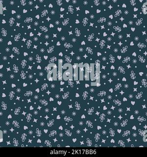 Simple floral seamless leaves and hearts and triangle pattern for ...