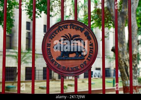 RBI logo, Reserve Bank of India building, Bombay, Mumbai, Maharashtra ...