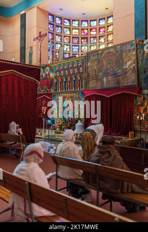 Interior of Debre Libanos, monastery in Ethiopia Stock Photo - Alamy