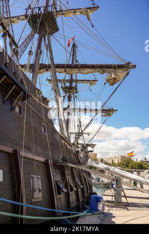 Old sailboat and Andalusian Galleon, sailing replica of a 16th-17th ...