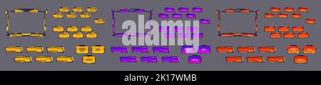 Stream overlay, mmo game menu, neon space ui frame. Yellow, purple and ...