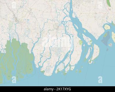 Barisal, division of Bangladesh. Open Street Map. Locations and names ...