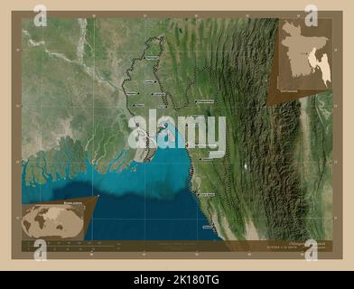 Chittagong, division of Bangladesh. Low resolution satellite map Stock ...