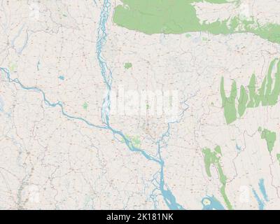 Dhaka, division of Bangladesh. Open Street Map. Locations and names of ...
