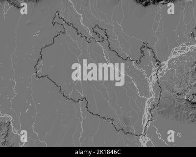 Rangpur, division of Bangladesh. Bilevel elevation map with lakes and ...