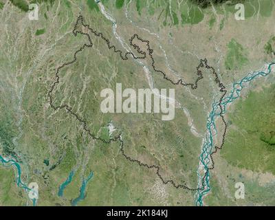 Rangpur, division of Bangladesh. High resolution satellite map. Corner auxiliary location maps ...