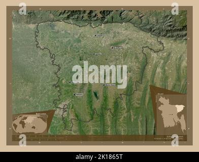 Sylhet, division of Bangladesh. Low resolution satellite map Stock ...