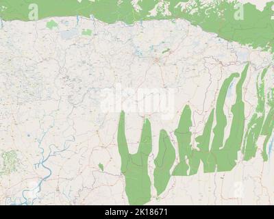 Sylhet, division of Bangladesh. Open Street Map. Locations of major ...