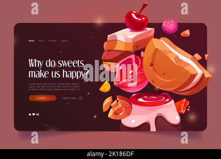 Confectionary landing page template. Cartoon illustration of colorful ...