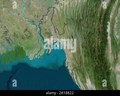 Chittagong, division of Bangladesh. High resolution satellite map ...