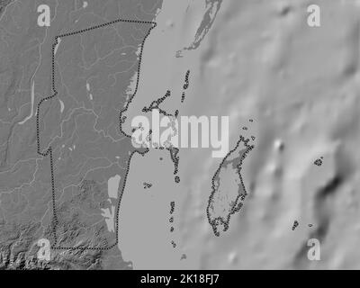 Belize, district of Belize. Bilevel elevation map with lakes and rivers ...