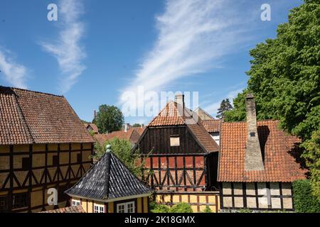 Old buildings in Den Gamle By, outdoor museum in Aarhus, Denmark Stock ...