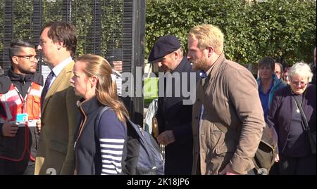 David Beckham outside Westminster Hall, London, after he viewed Queen ...
