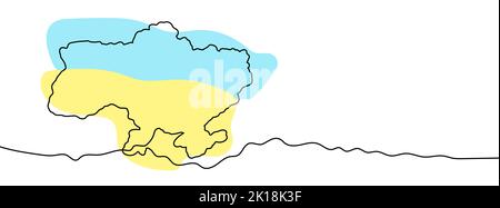 Continuous line drawing of Ukraine map. One line image of Ukraine map ...