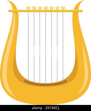 A vector cartoon illustration of an isolated lyre, an ancient Greek ...