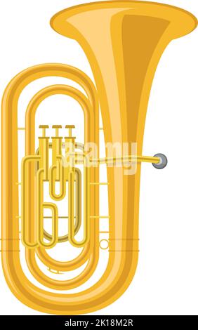 Tuba jazz musical instrument vector illustration isolated. Pipe ...