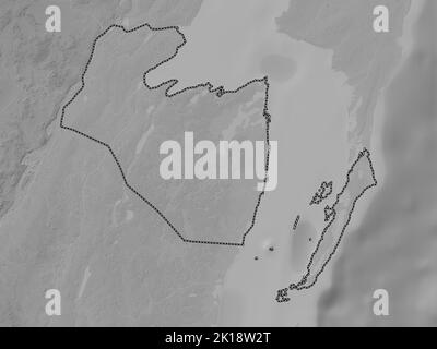 Corozal, district of Belize. Grayscale elevation map with lakes and ...