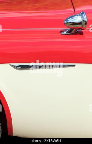 Sleek and stylish design on a classic car at a car rally in Saffron ...