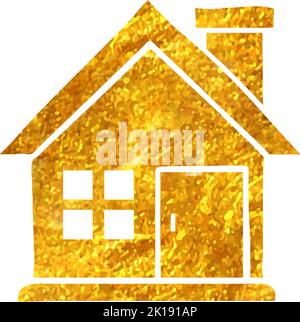 Home button icon in gold glitter texture. Sparkle luxury style vector ...