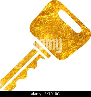 Hand drawn key in gold foil texture vector illustration Stock Vector ...